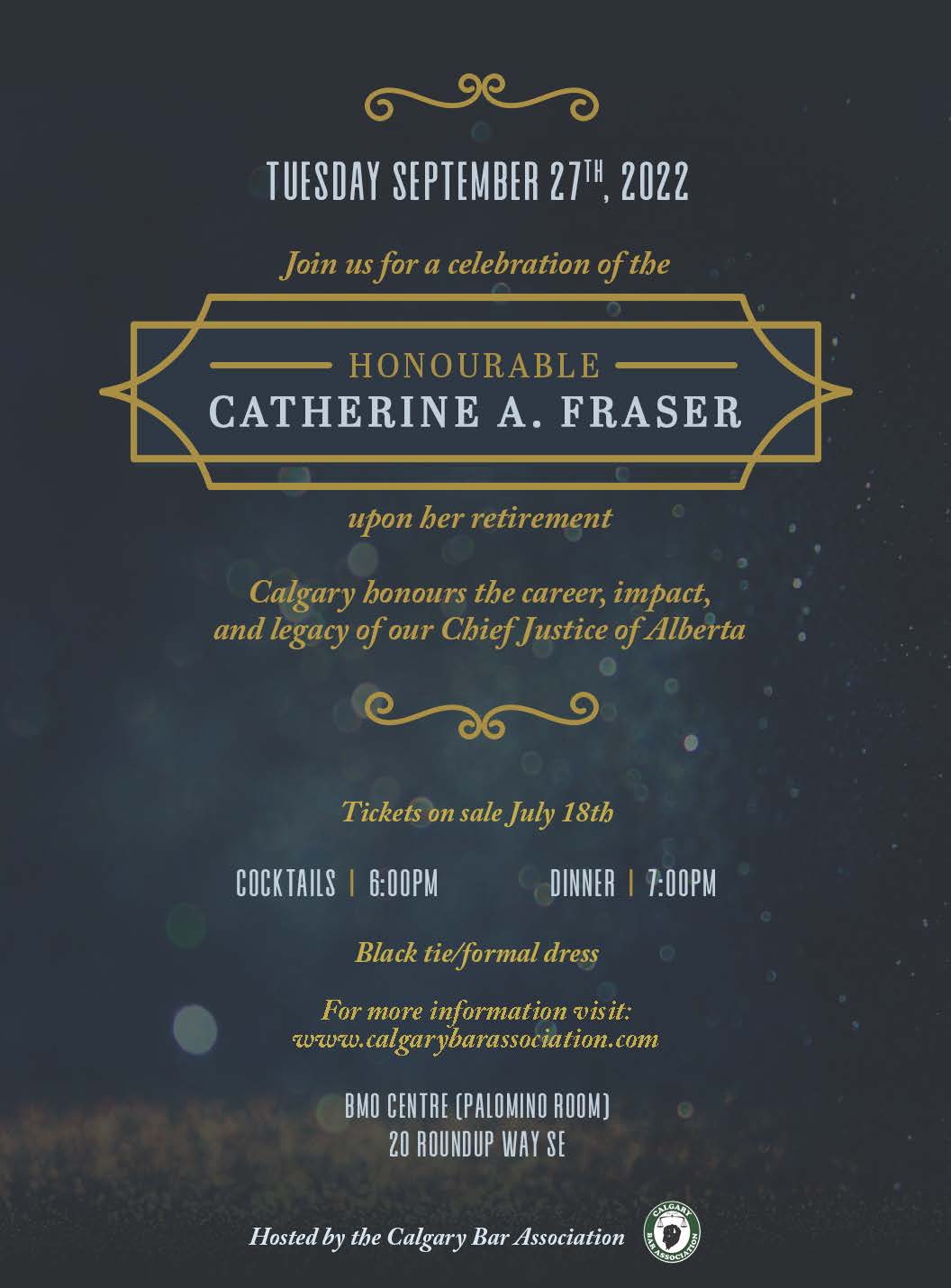 Chief Justice Fraser Retirement Dinner - Calgary - Law Society of Alberta